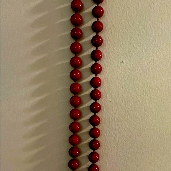 Jewelry | Vintage Deep Red Knotted Bead Necklace | Poshmark